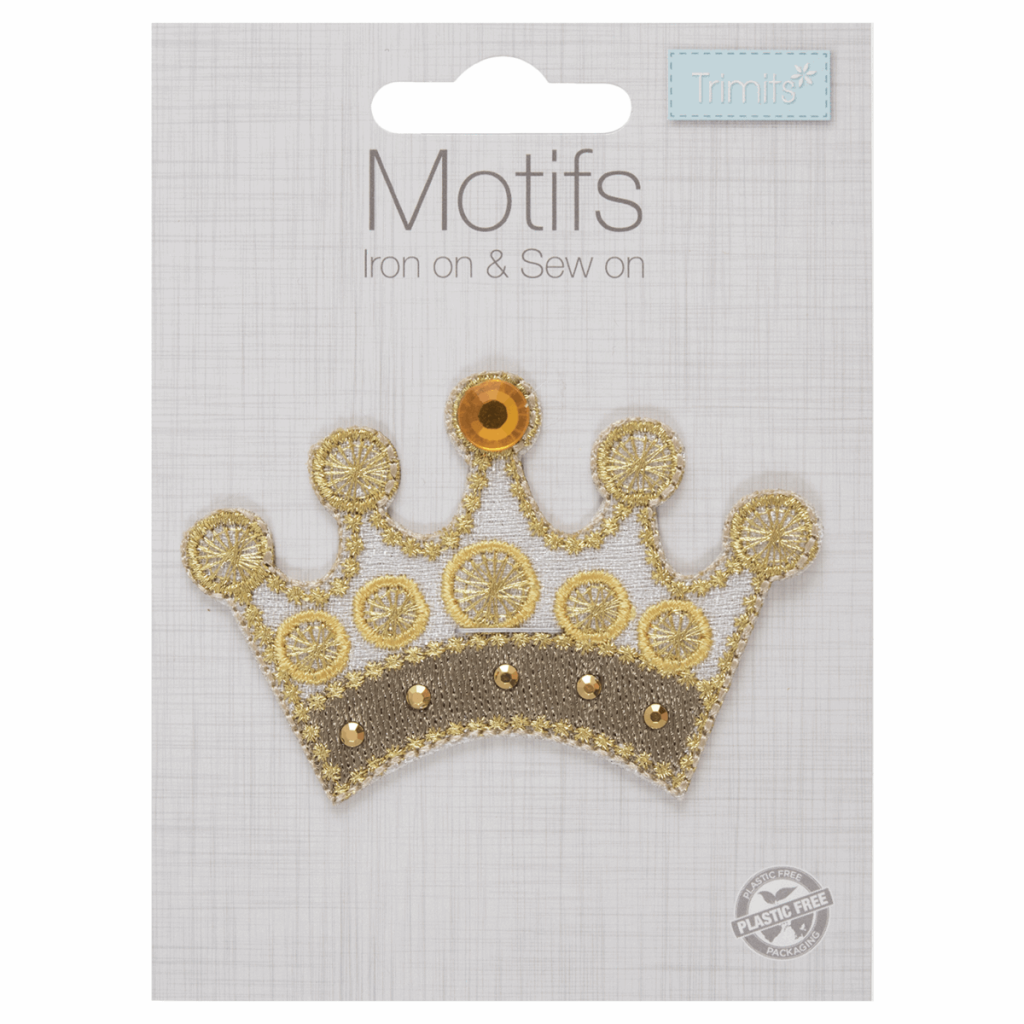 Gem Gold Crown Motif Iron on and Sew on - Thimbles Fabric Shop