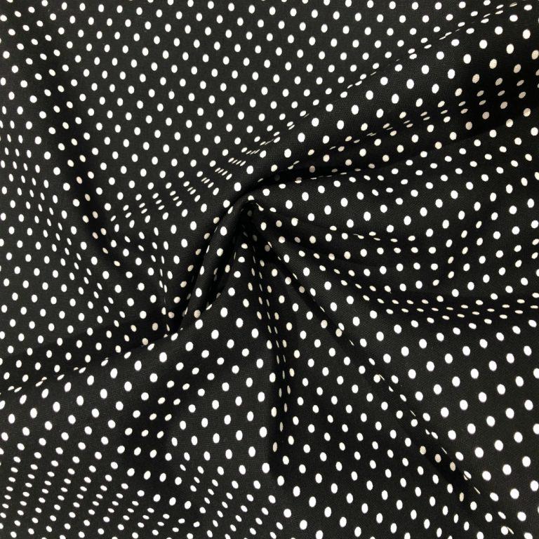 3mm White Polka Dot on Black Fabric - Thimbles Fabrics and Crafts