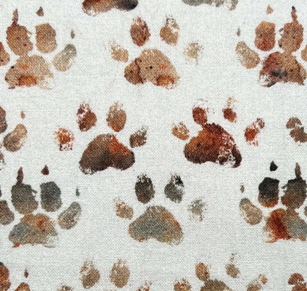 Muddy Dog Paw Print Cotton Fabric - Thimbles Fabric Shop